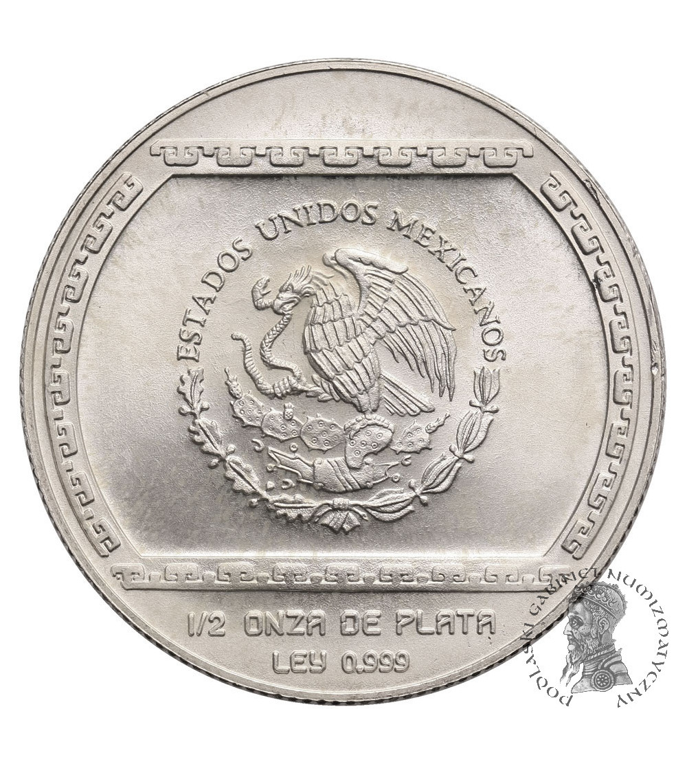 Mexico, 2 Nuevo Pesos 1993 Mo, Bajo relievo de el Tajin - 1/2 Oz Ag .999