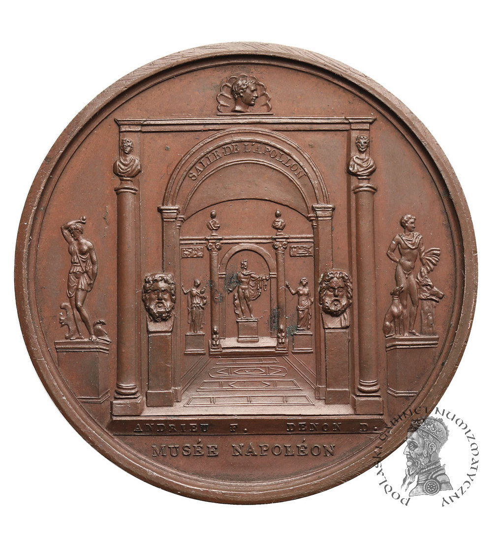 France, Napoleon I Bonaparte. Bronze medal, celebration of the Galerie d'Apollon at the Musée ...