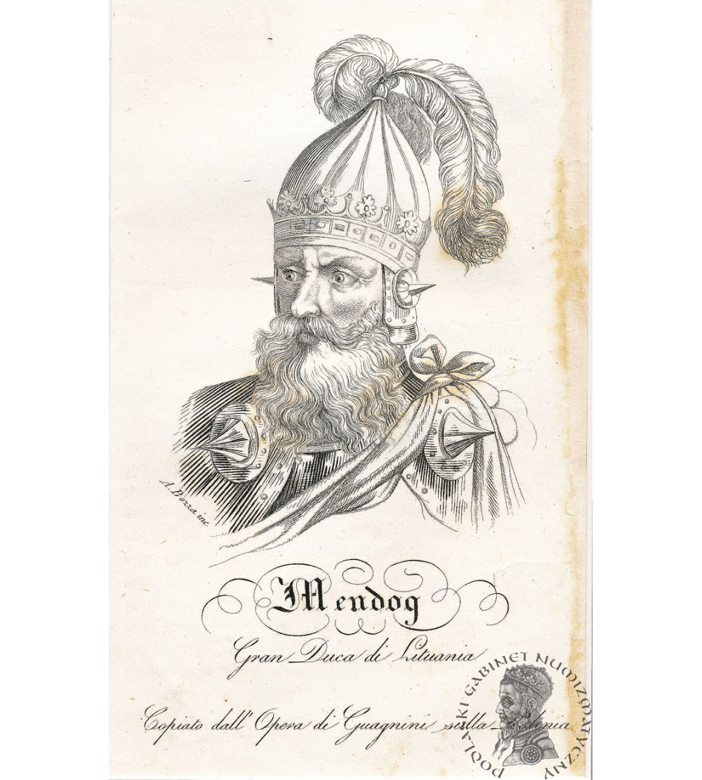 Mendog, Grand Duke of Lithuania and King of Lithuania, portrait, steel ...