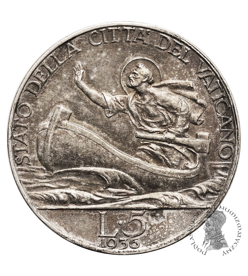 Vatican City. 5 Lire 1935, AN XV, Pius XI 1922-1939