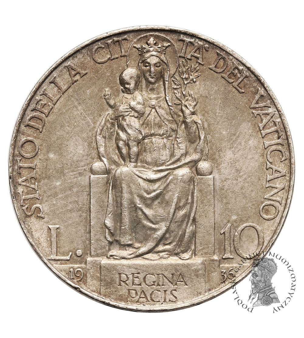 Vatican City. 10 Lire 1936, AN XV, Pius XI 1922-1939
