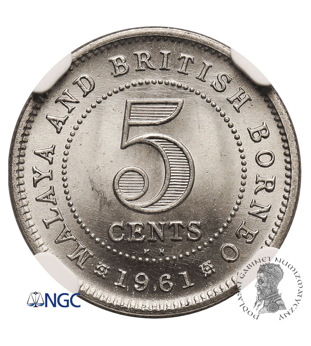 Malaya & British Borneo. 5 Cents 1961 KN - NGC MS 66