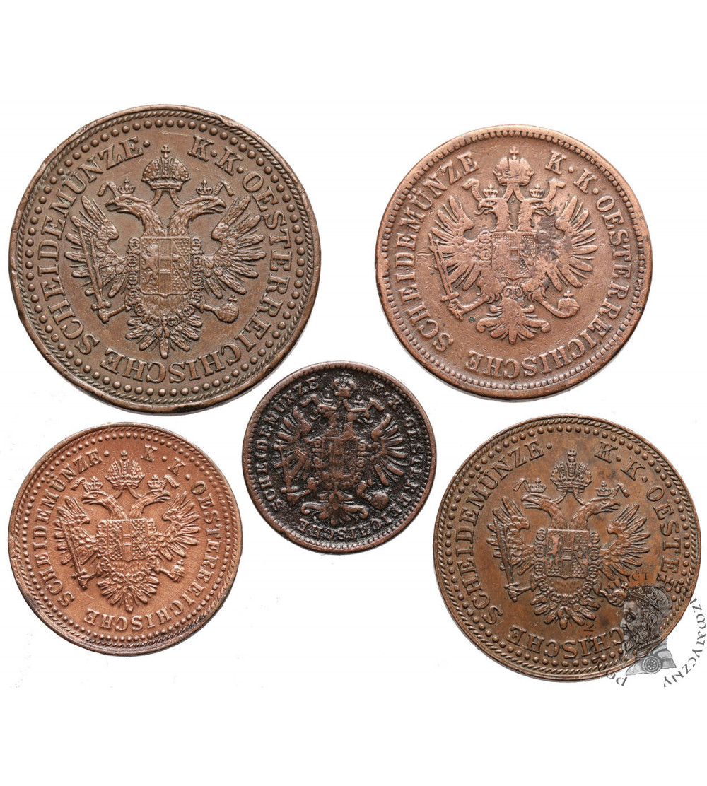 Austria. Copper coin set XIX cen. (1851-1885 Vienna Mint) - 5 pcs