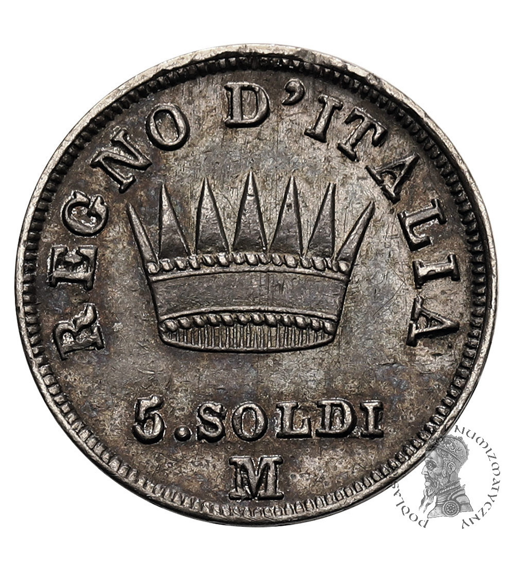 Italy, Napoleonic Kingdom of Italy. Napoleon I (1805-1814). 5 Soldi ...